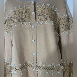 Boston Proper | Sweaters | Boston Proper Tan Cardigan With Pearl ...